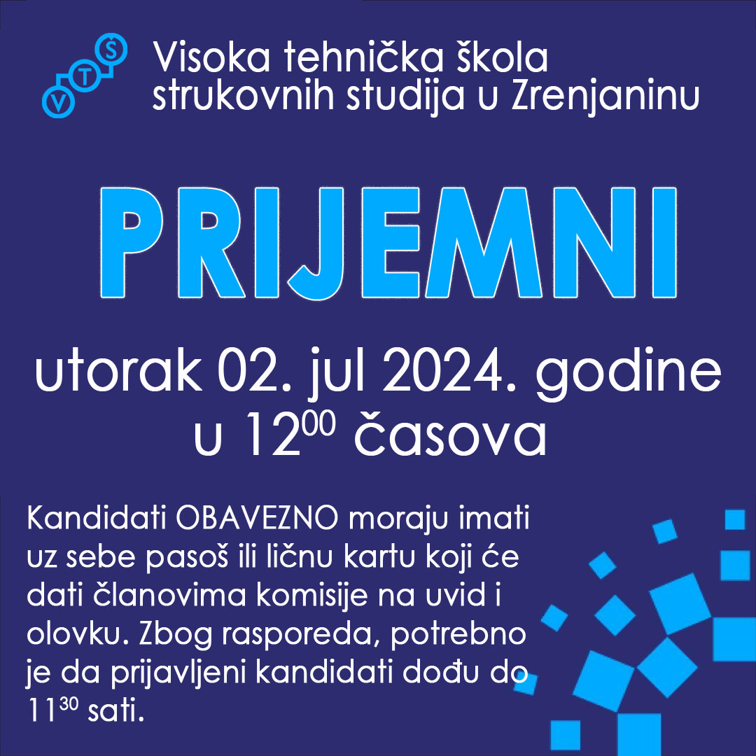 VTŠ Zrenjanin— Upis 2023/24